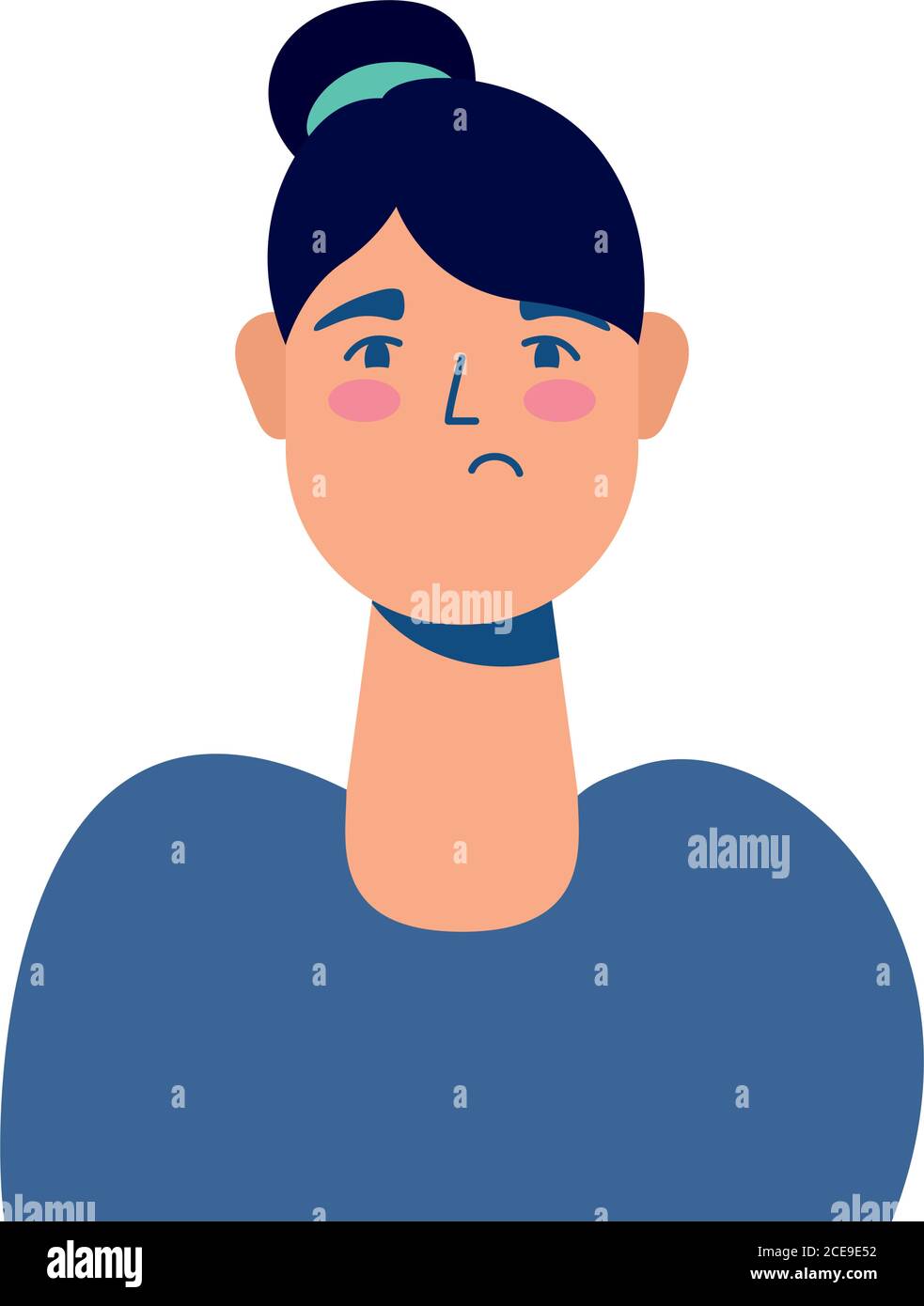 young woman sick colorful avatar character vector illustration design ...