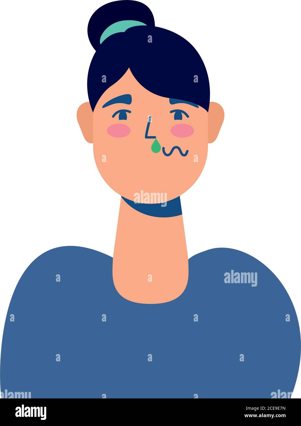 young woman sick colorful character vector illustration design Stock ...