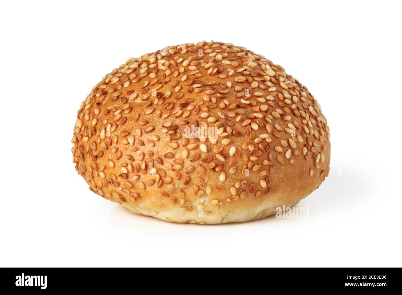 Butter bun with sesame seeds close up isolated on white background ...
