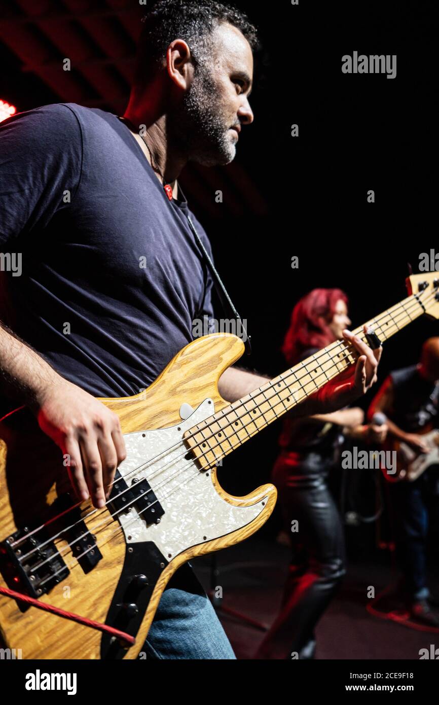 Caucasian Man is Performing on the Stage with Band. Handsome Male ...