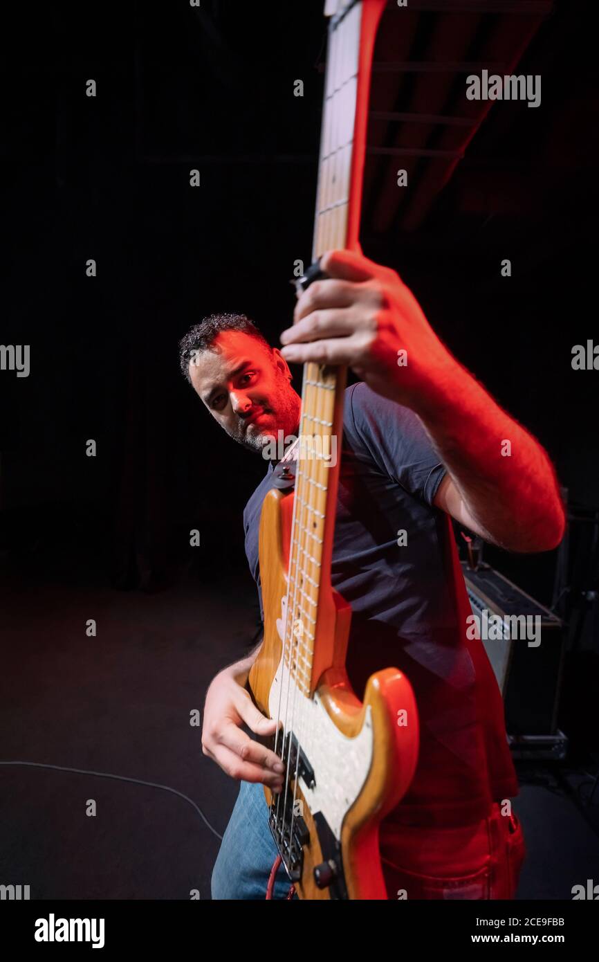 Caucasian Man is Performing on the Stage. Handsome Male Person is ...