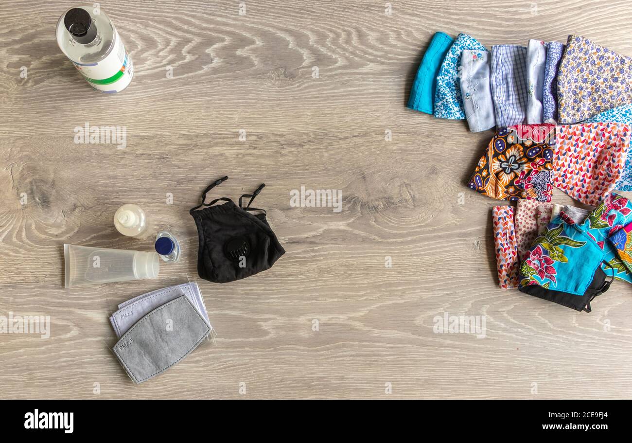 colourful patterned home made masks produced during lockdown in the ...