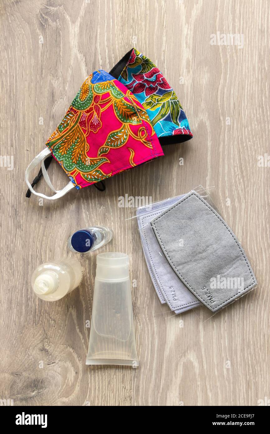 colourful patterned home made masks produced during lockdown in the ...