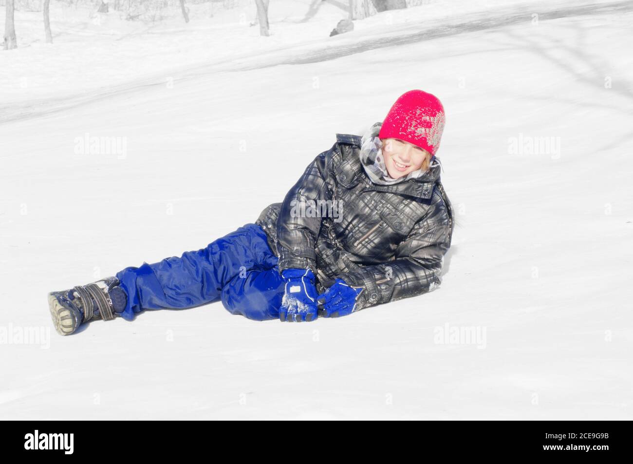 Boy In Snow Stock Photo - Alamy