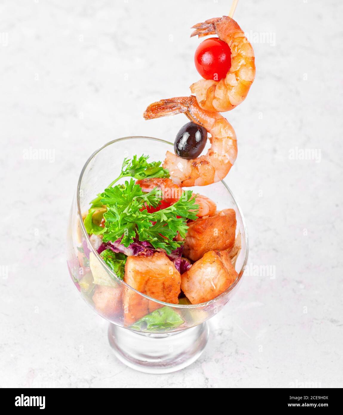 Fried kebab of shrimps and fish Stock Photo - Alamy