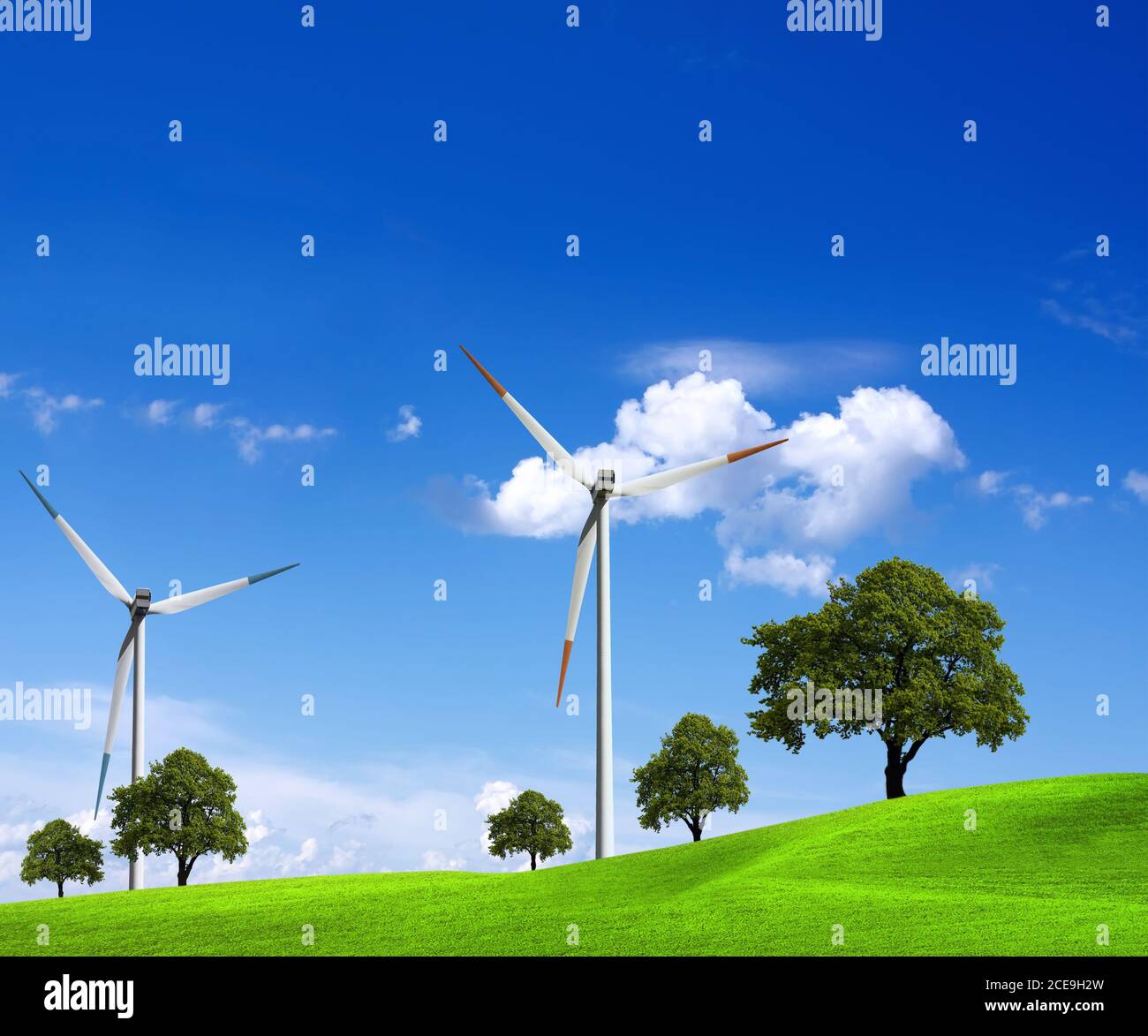 Wind energy and green nature Stock Photo - Alamy