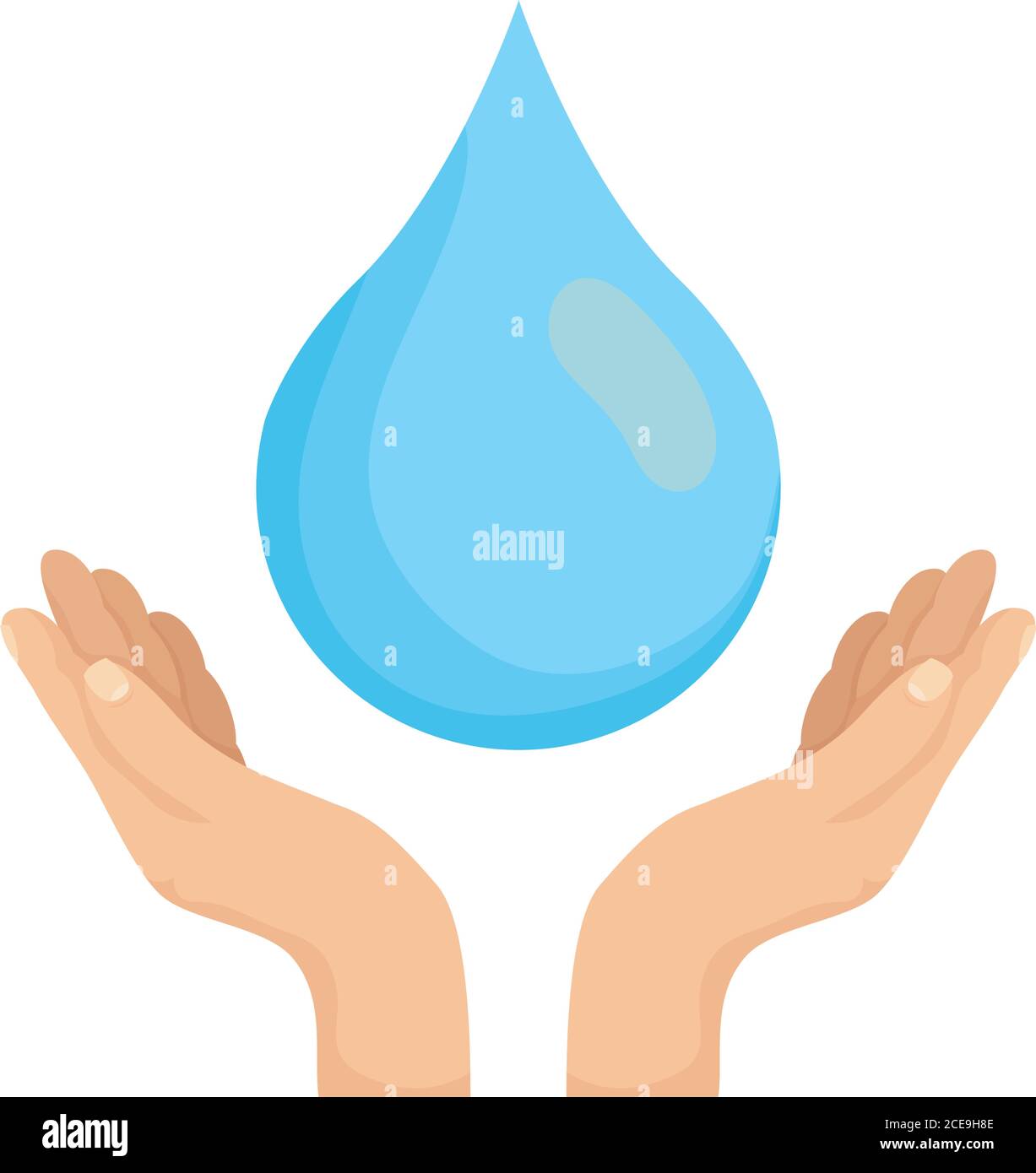 Human hands with falling water Cut Out Stock Images & Pictures - Alamy