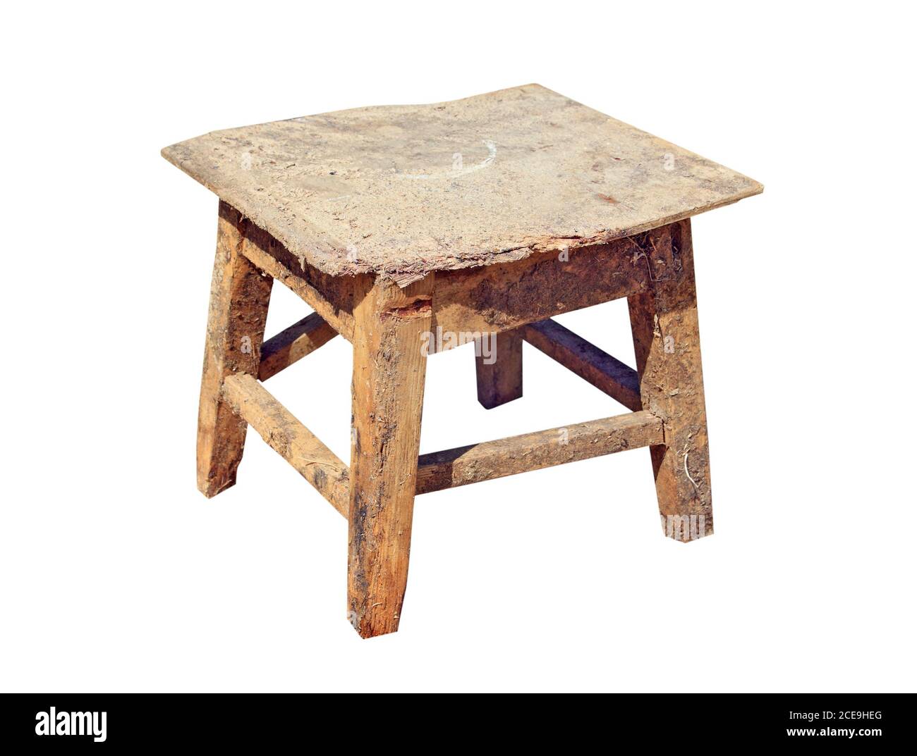 old stool on white background Stock Photo - Alamy