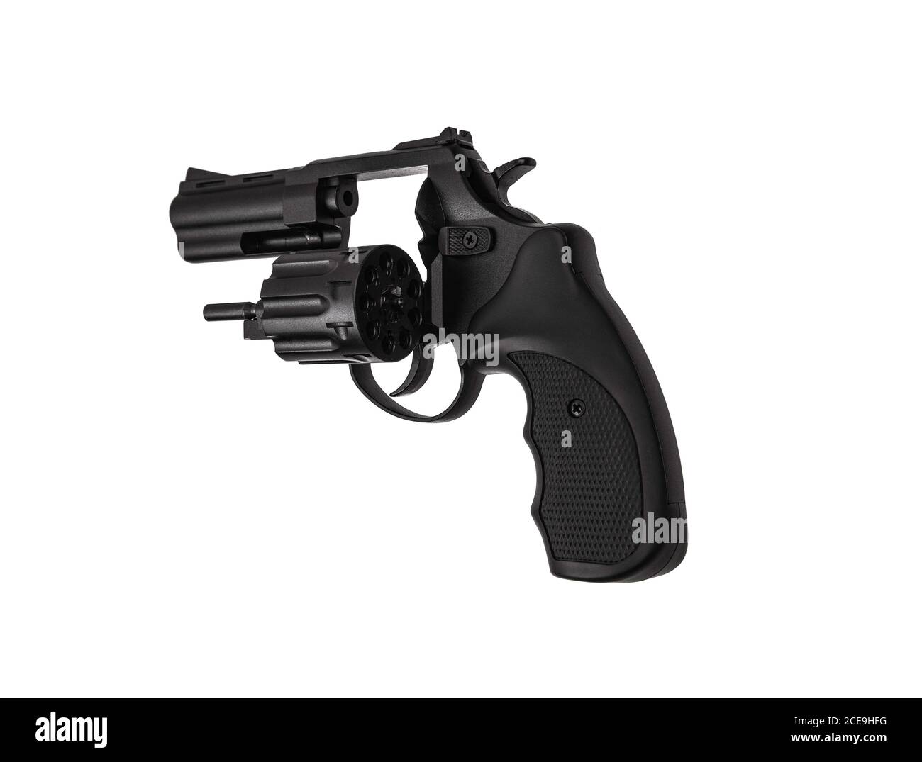 Black pistol isolate on a white background. A revolver for self-defense ...