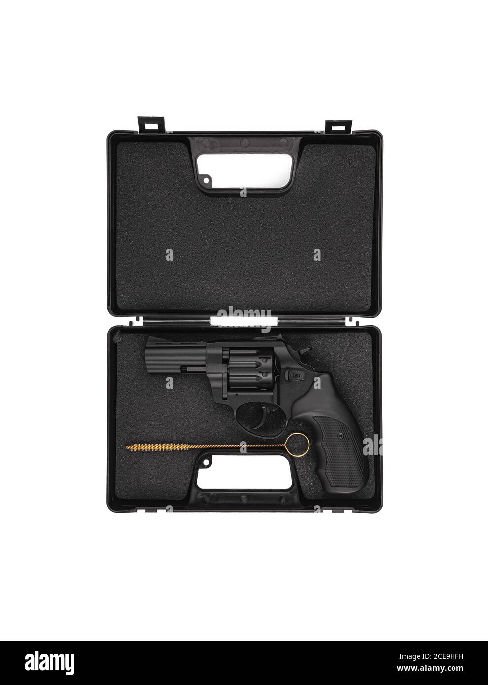 Black pistol isolate on a white background. A revolver for self-defense ...