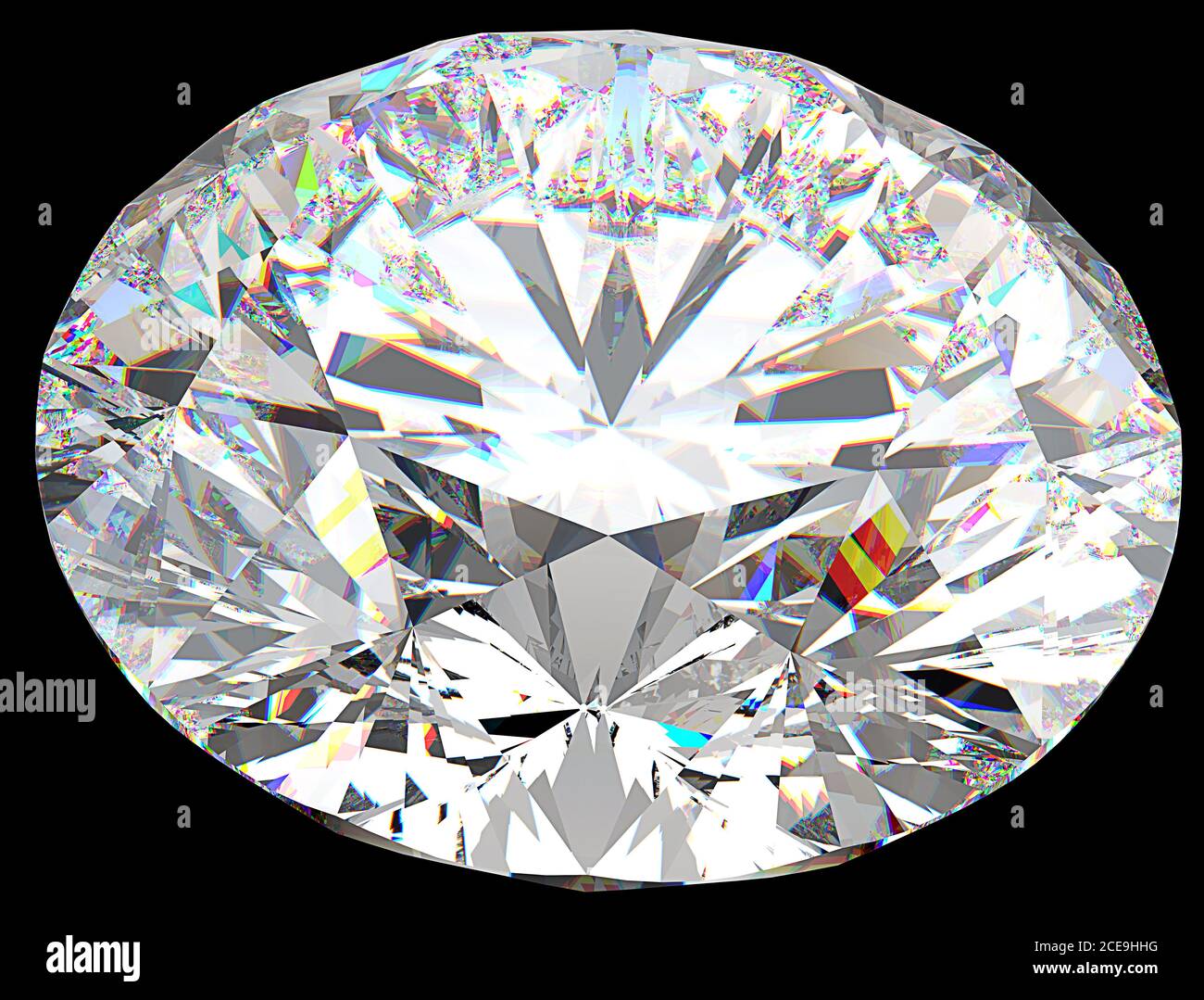 Top side view of large round diamond isolated Stock Photo - Alamy