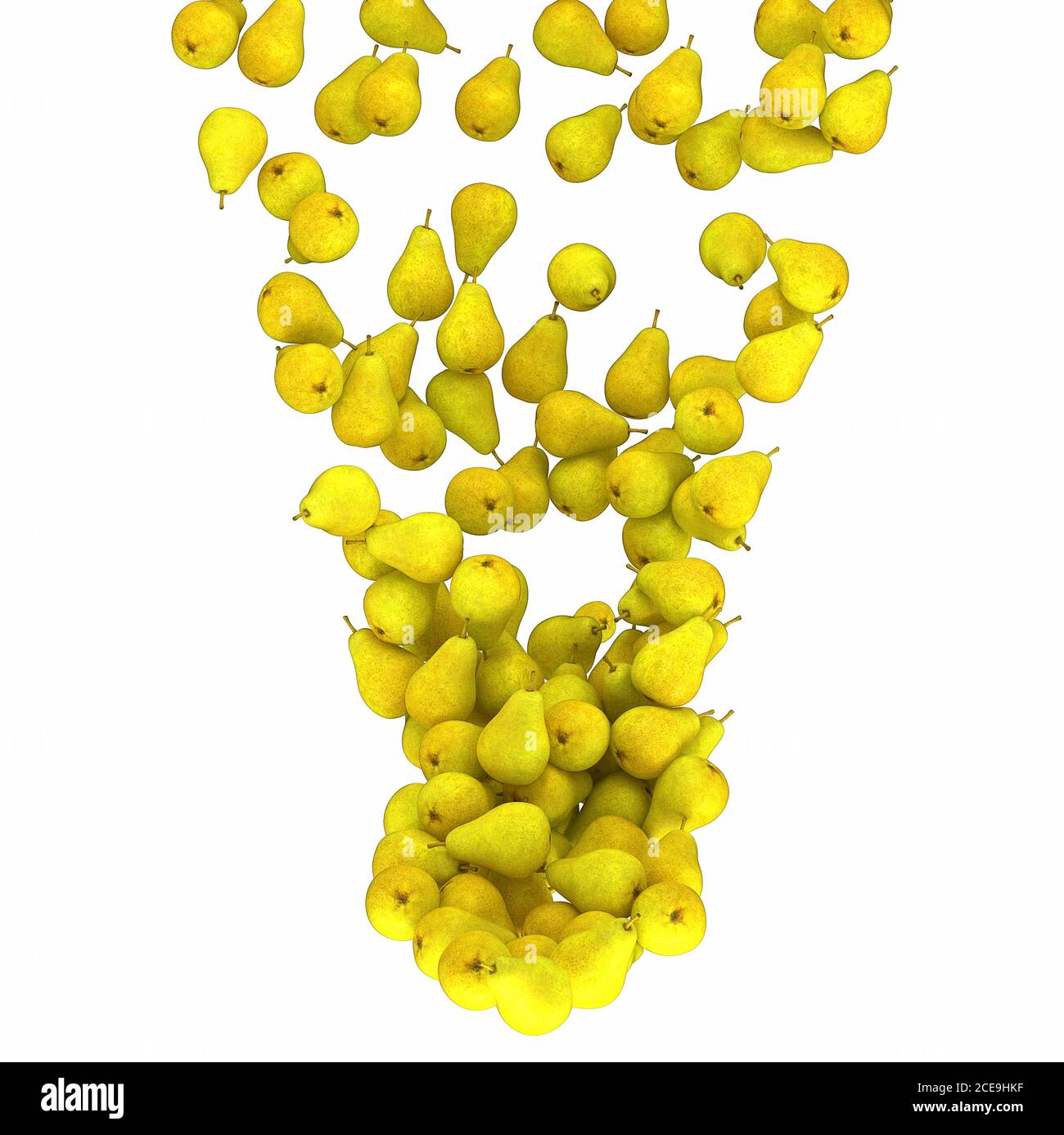 Ripe pears falling down isolated on white Stock Photo - Alamy