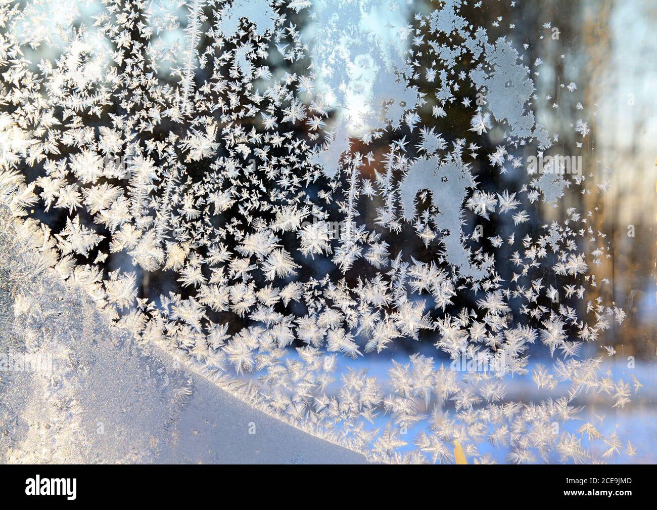 white crystals ice on winter window Stock Photo - Alamy