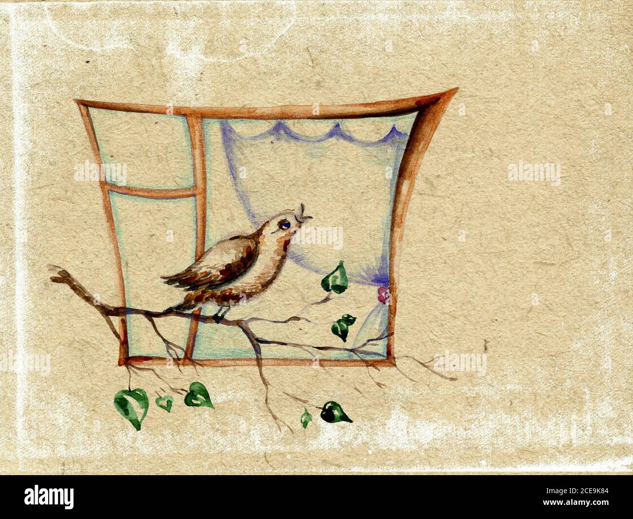 Drawing bird on old hi-res stock photography and images - Alamy