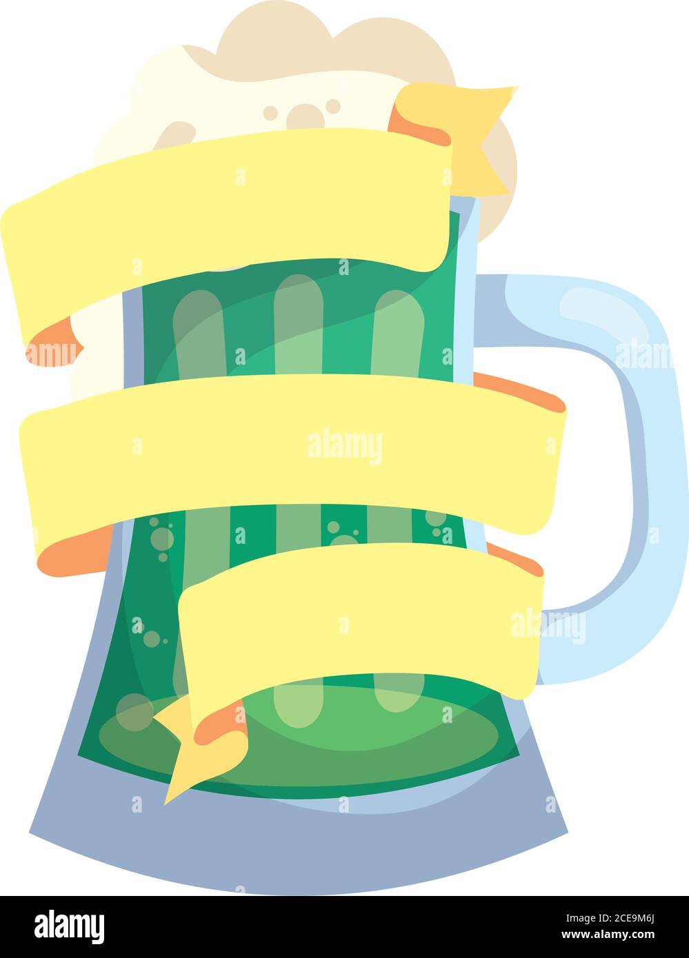 saint patrick celebration beer green jar with ribbon vector ...