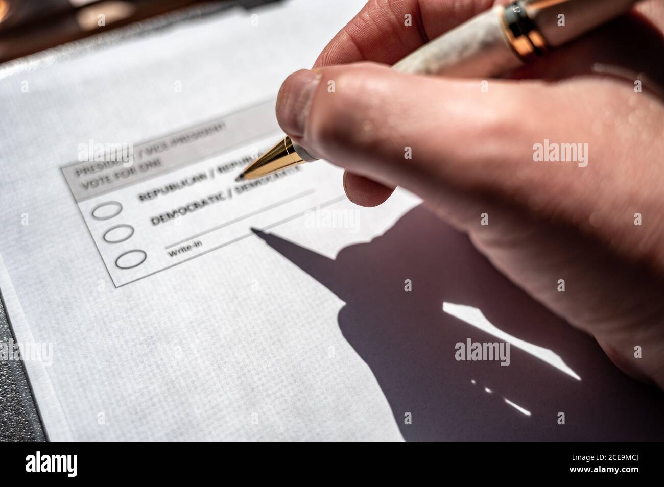 Concept of US presidential election ballot being completed Stock Photo ...