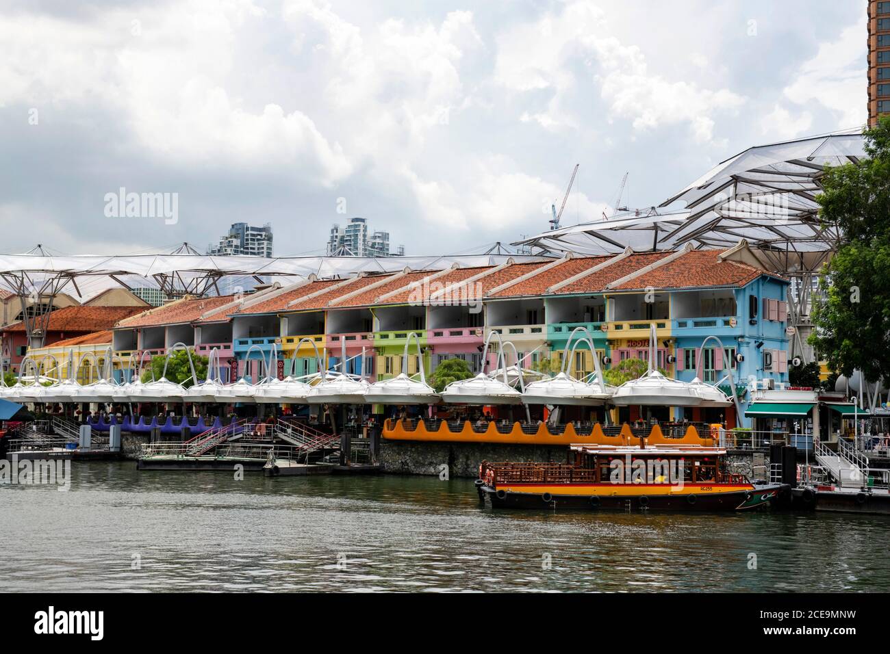 Singapore,Singapore:07 Mar,2020. Waterfront buildings of Clarke Quay ...