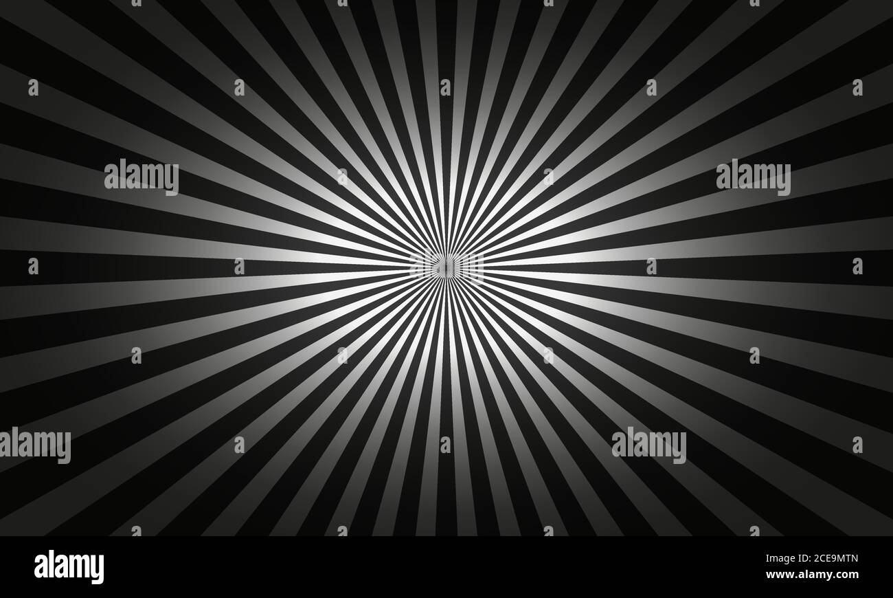 Abstract geometric monochrome background with rays from center Stock ...