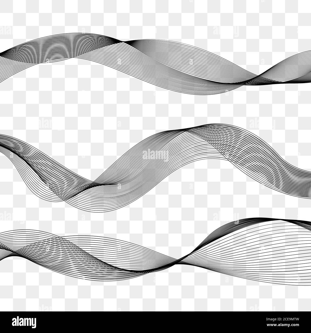 Black transparent wavy lines. Blend with monochrome shapes Stock Vector ...