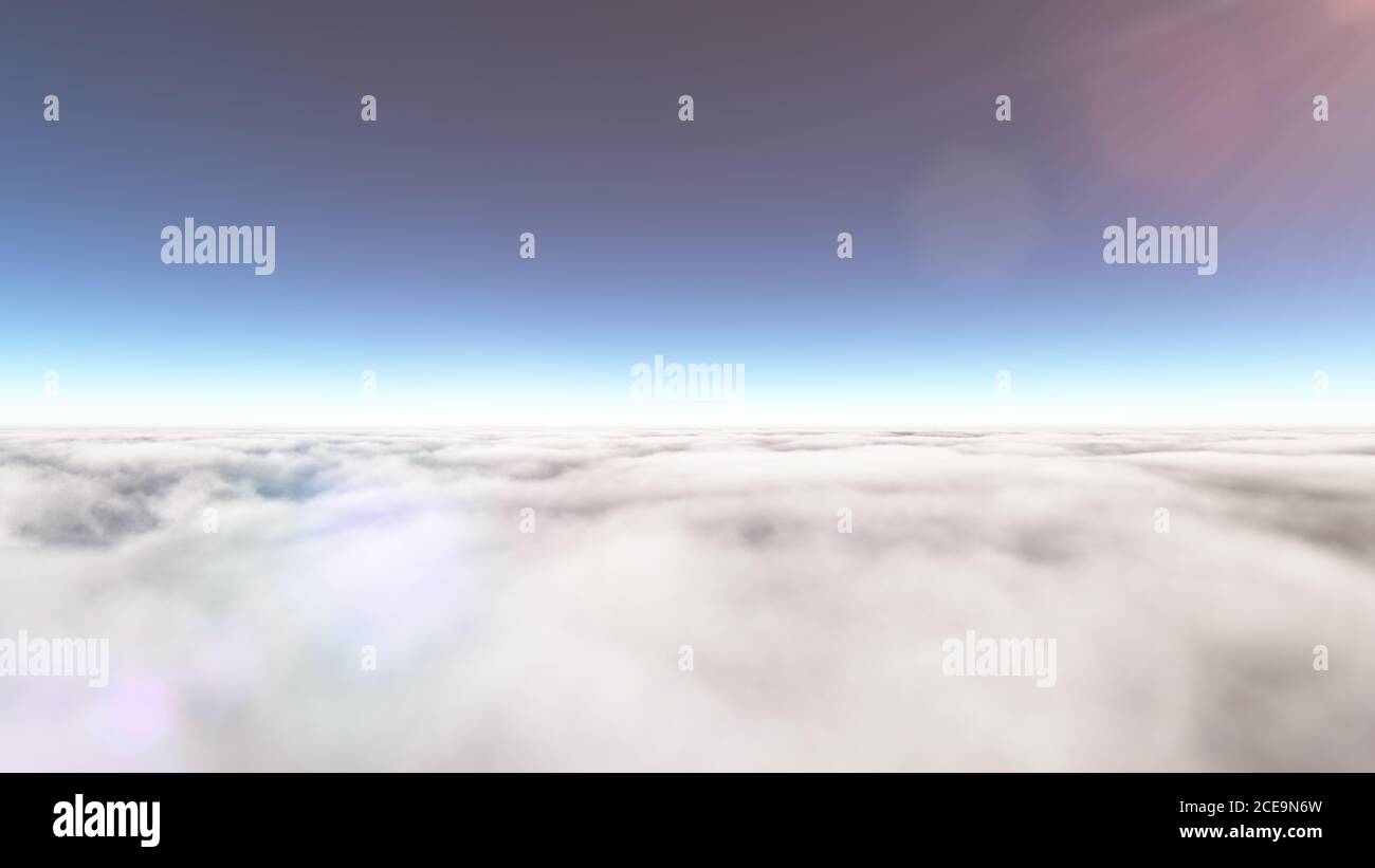 Above clouds sun ray, 3d rendering illustration Stock Photo - Alamy