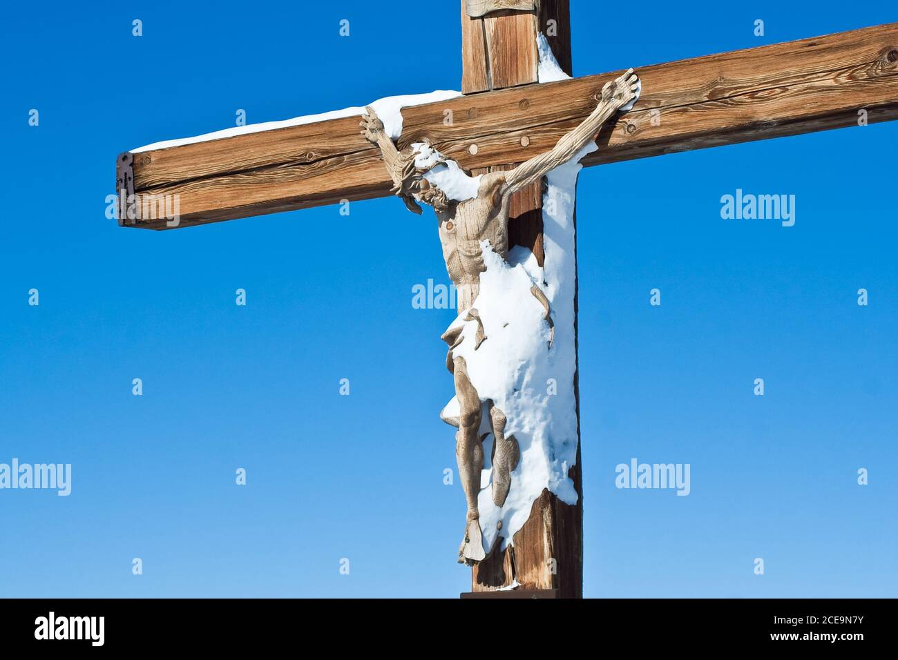 Crucifixion of Jesus Christ, sprinkled with snow Stock Photo - Alamy