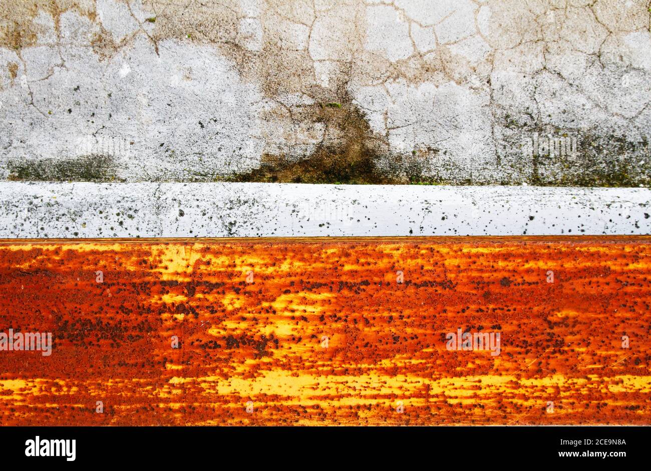 Rusty orange background with peeling paint - Grunge metal panel with ...