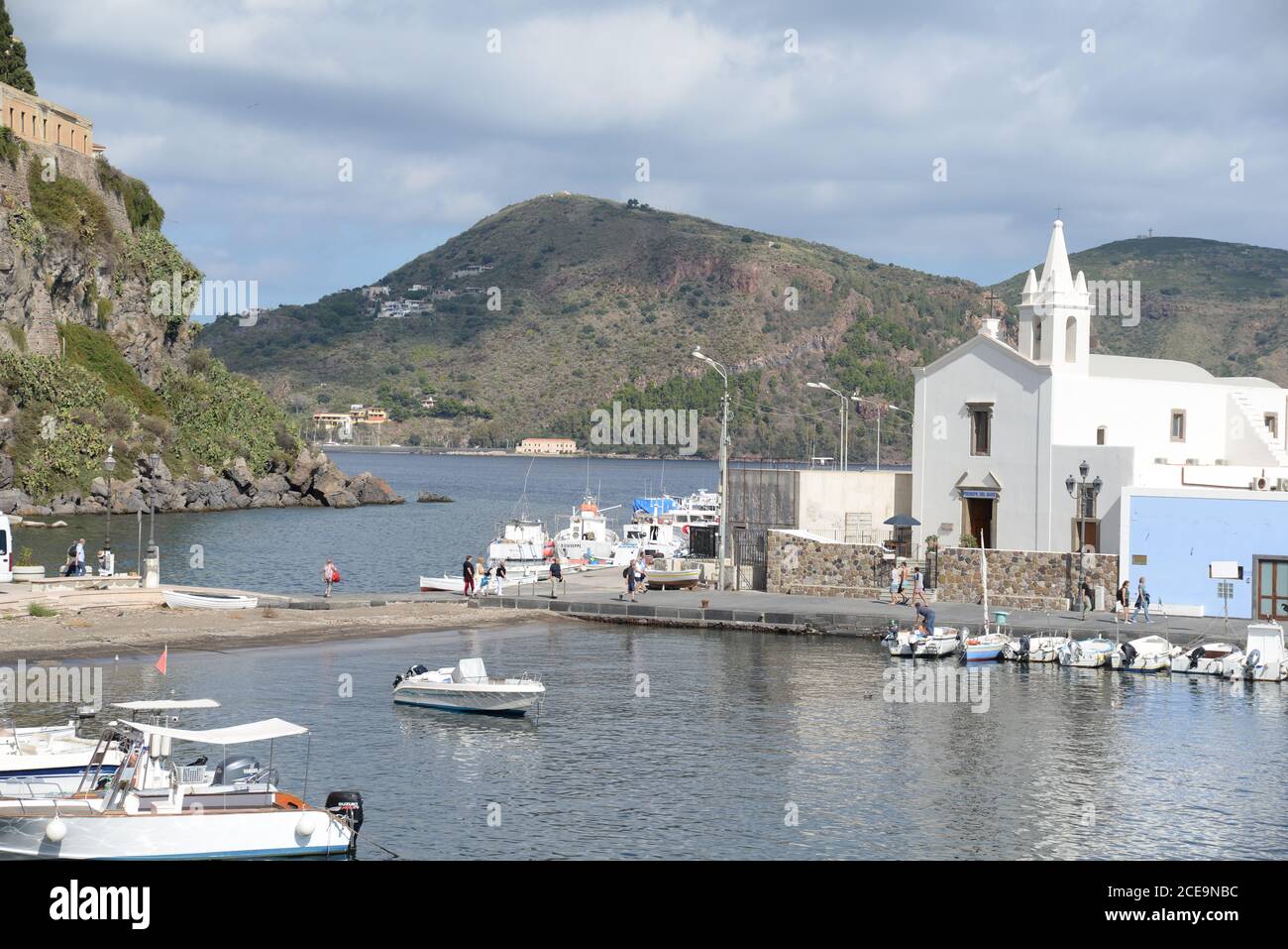 Church at the port of Lipari Stock Photo - Alamy
