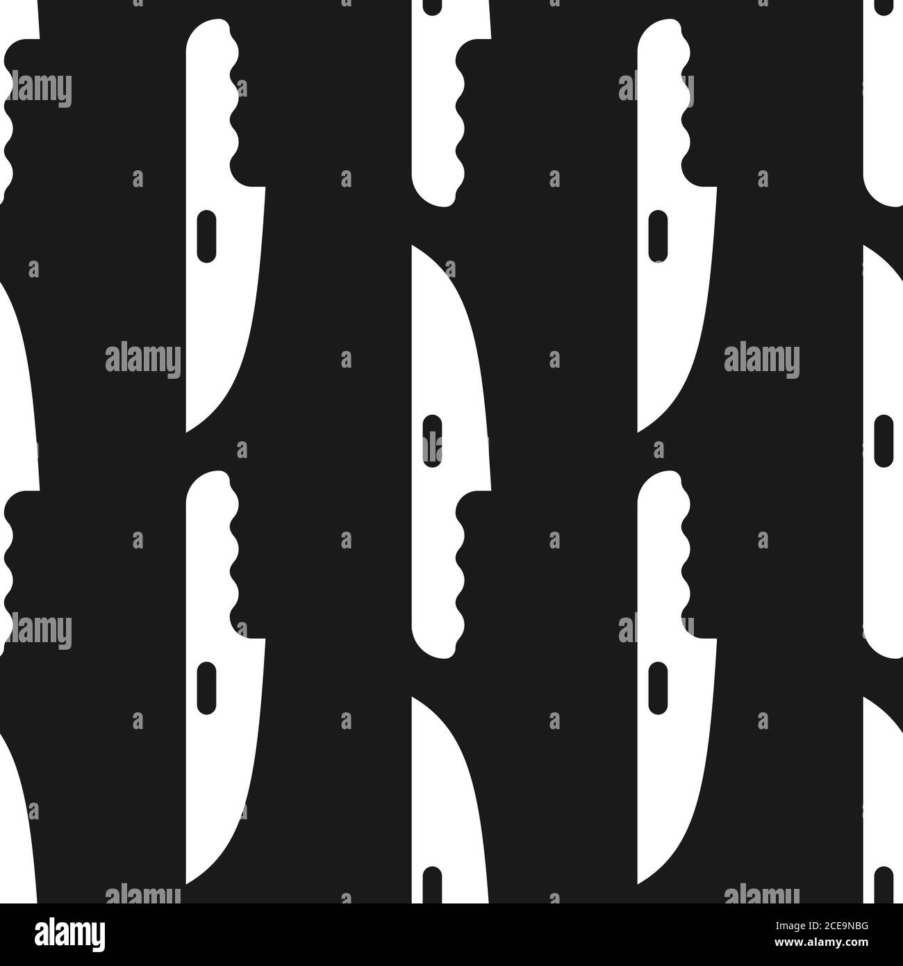 seamless pattern of white knives on a black background. Vector image ...