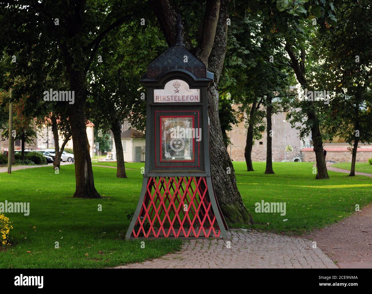 Ancient Swedish Telephone Booth In A Park In Vadstena Stock Photo - Alamy