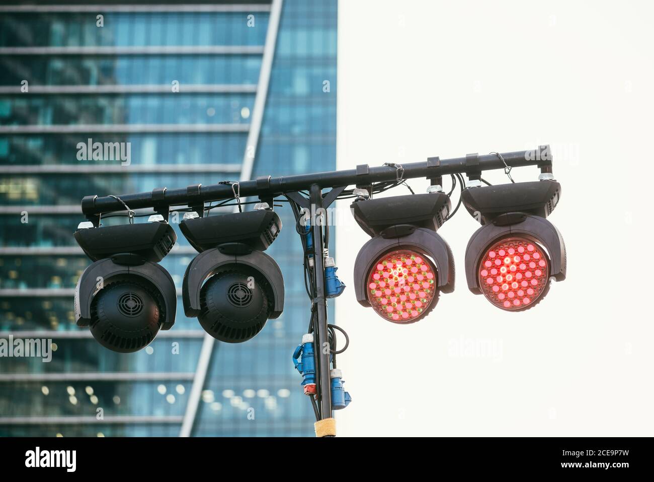 modern diode laser lighting system on a background with steel and glass ...
