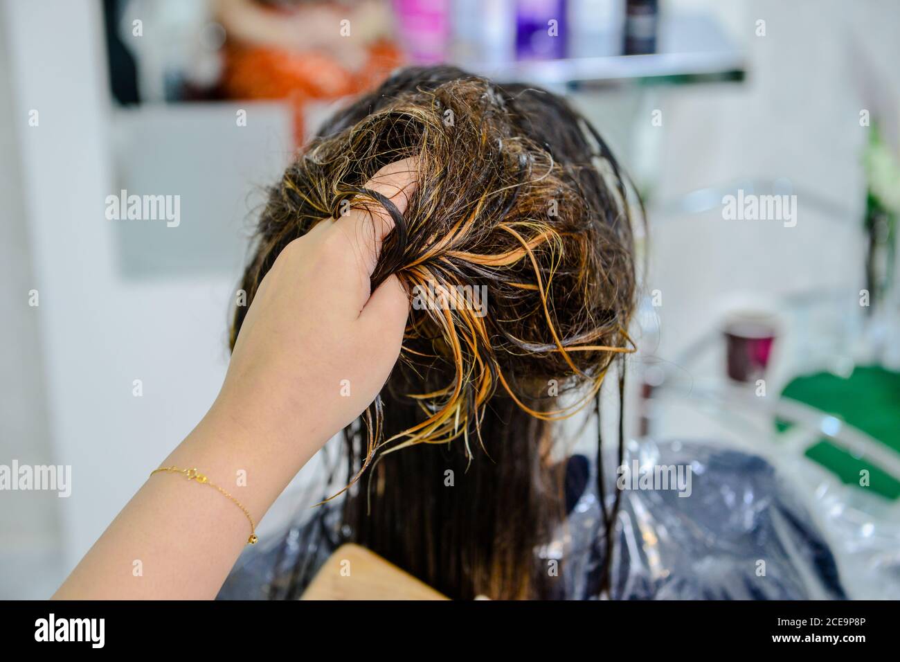 female getting Hair Treatment in saloon ,spa Stock Photo - Alamy