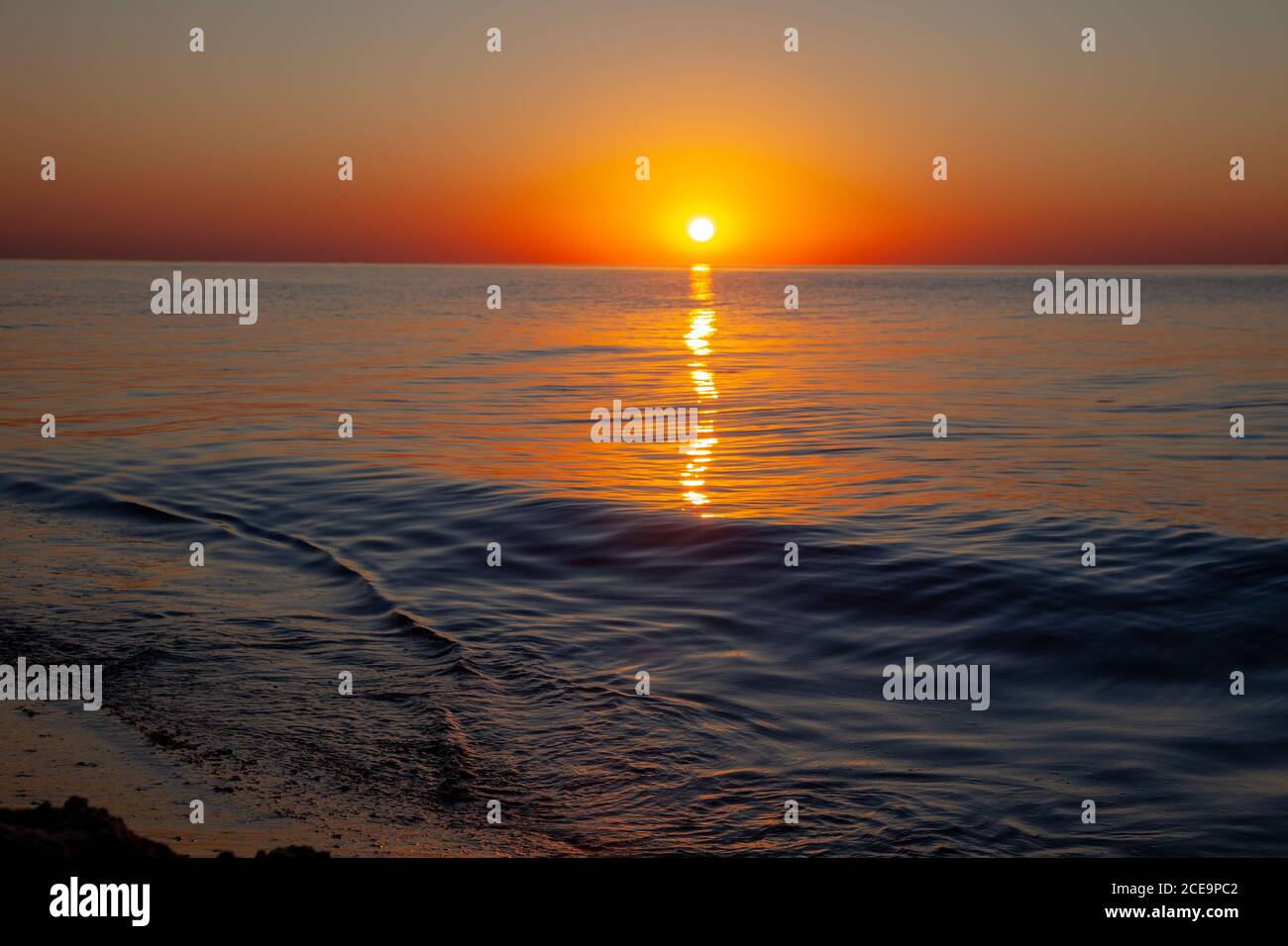 Seascape. Waves and surf. Sunset and dawn at sea. Calm on the ocean ...