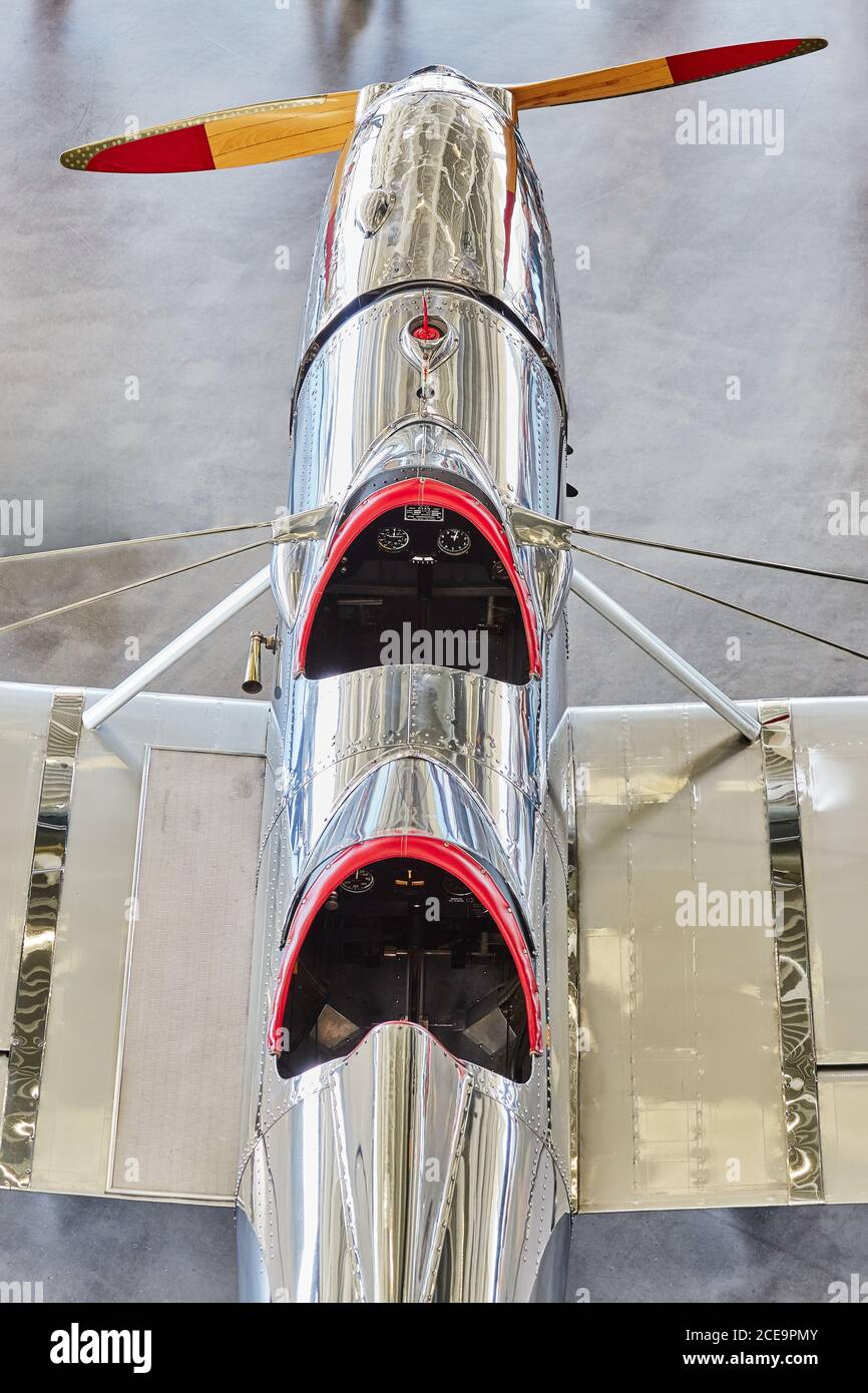 Two-seater low-wing aircraft in a hall Stock Photo - Alamy