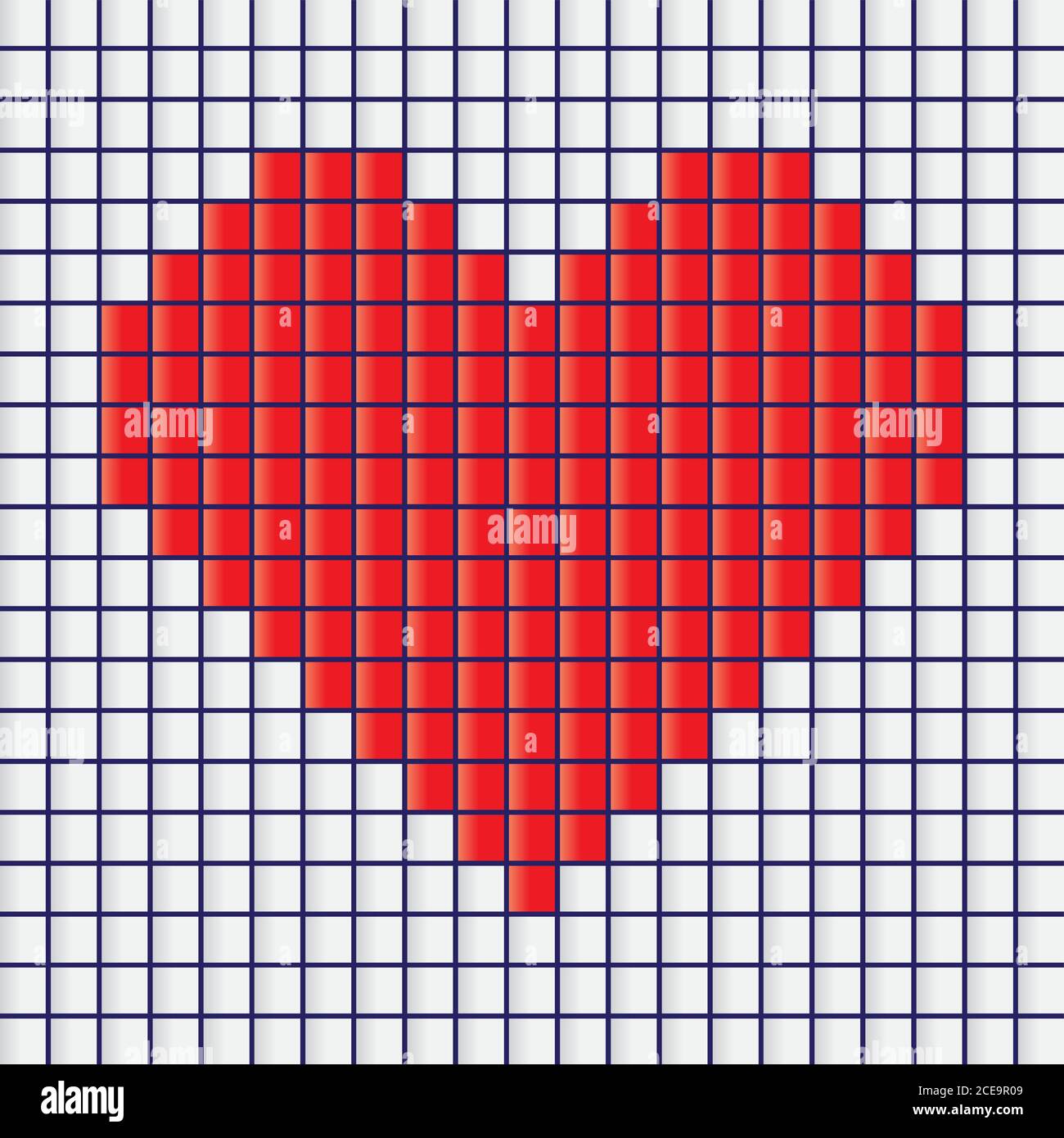 Embossed love pixel vector illustration. Red and white color theme ...