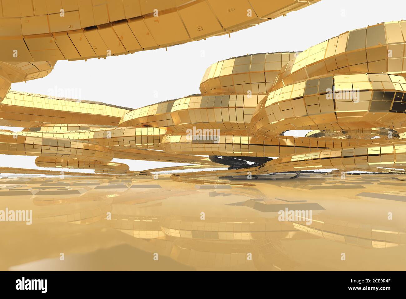 Abstract modern future architecture contains strange-shaped buildings ...