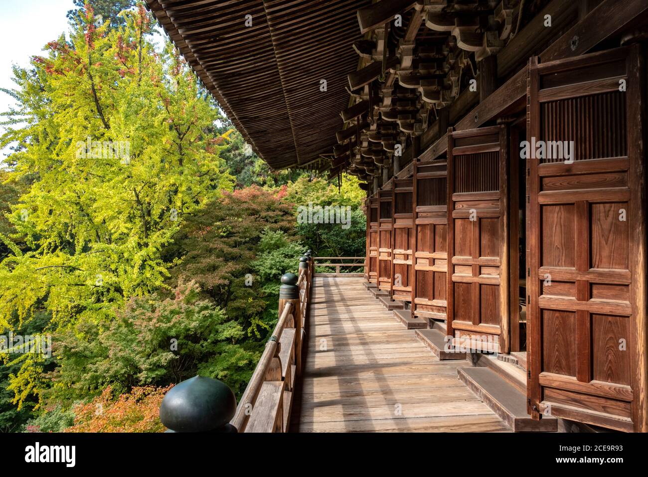 Terrace in Maniden building, Shoshazan Engyoji temple, Himeji, Japan ...