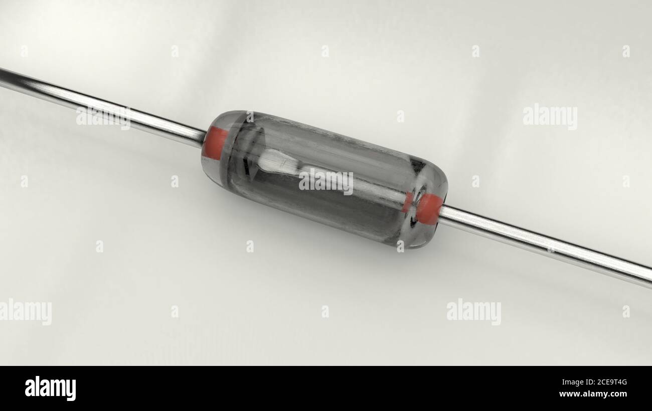 Closeup macro electronic germanium diode on a white background 3d ...