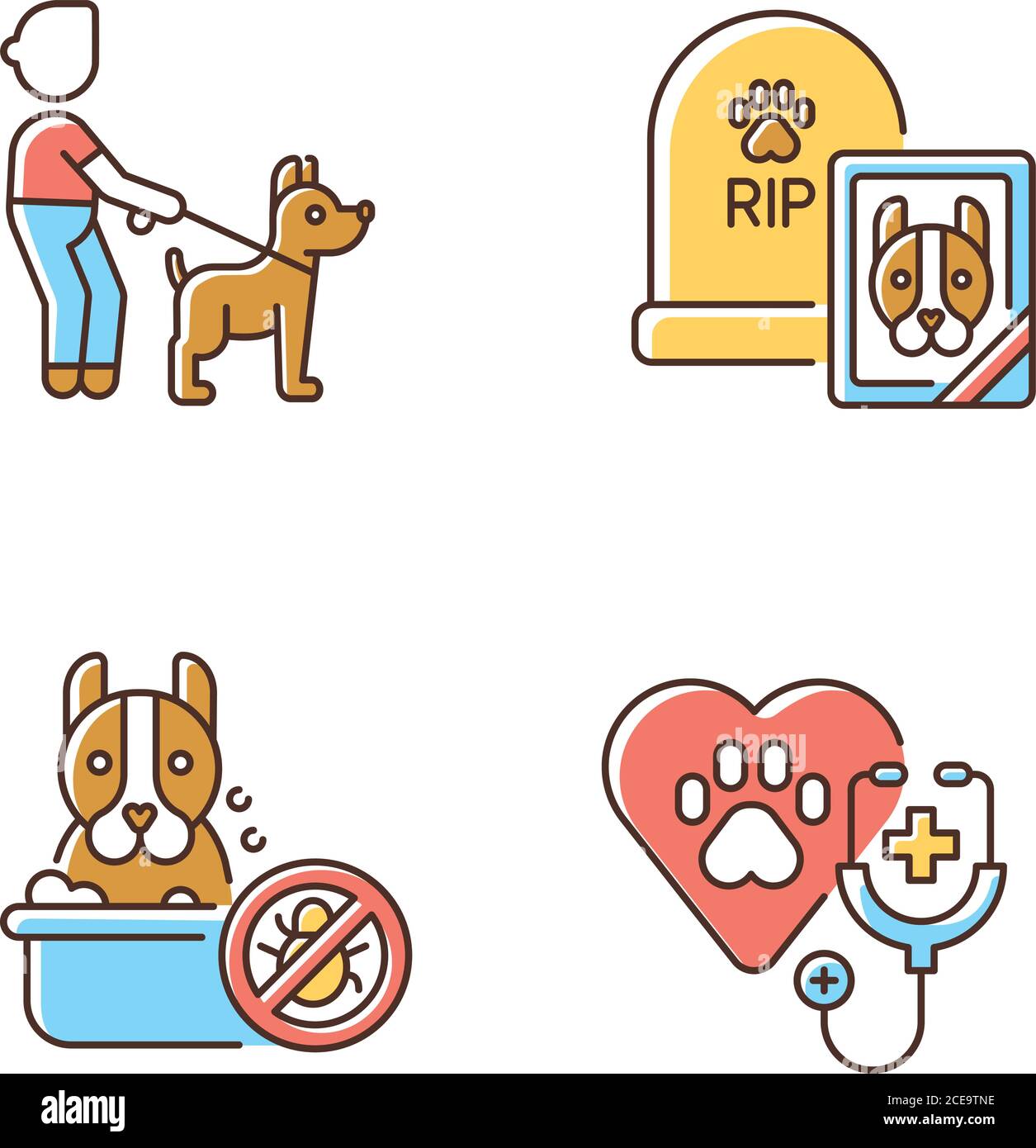 Pet treatment services RGB color icons set Stock Vector Image & Art - Alamy