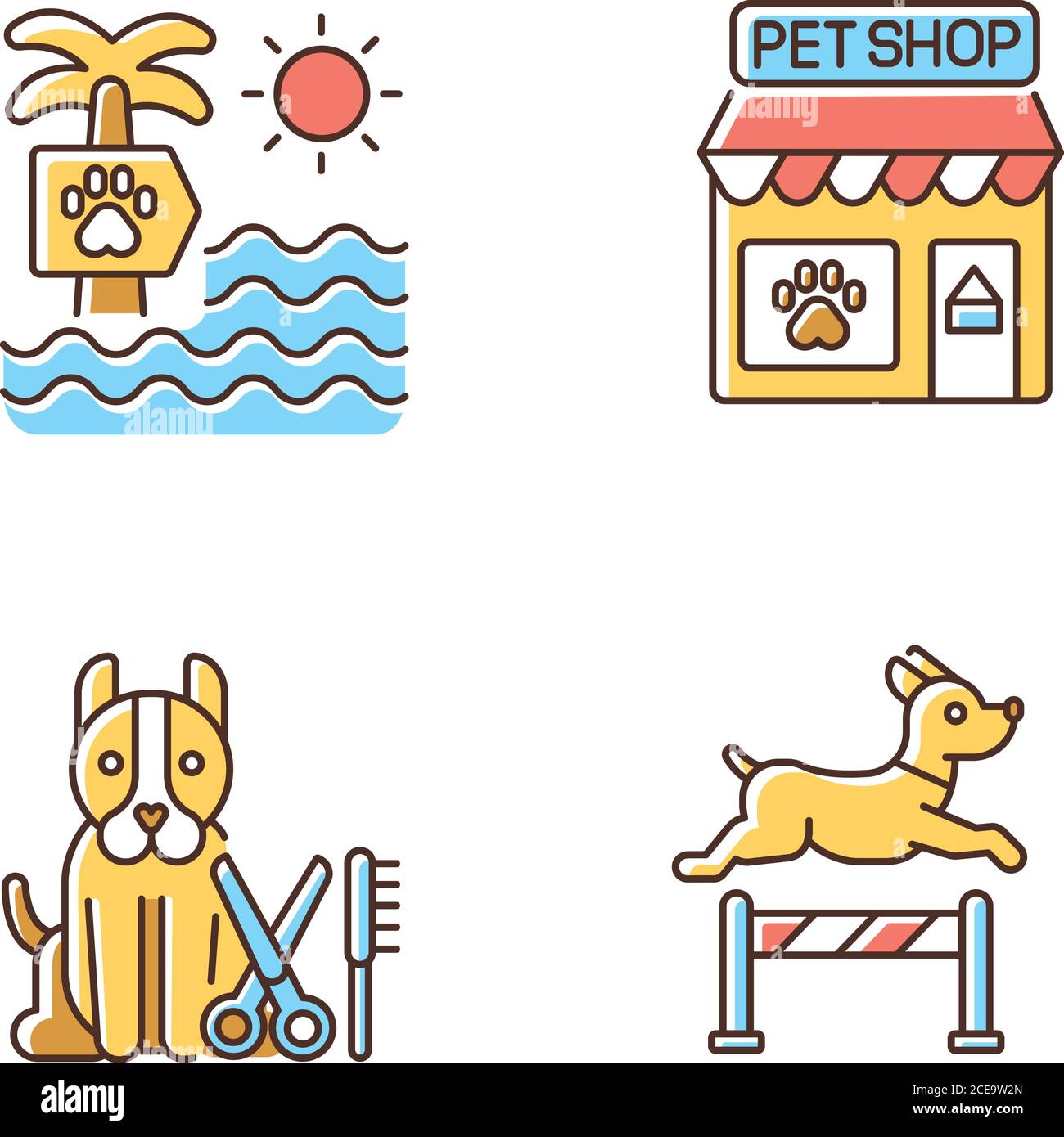 Pet industry RGB color icons set Stock Vector Image & Art - Alamy