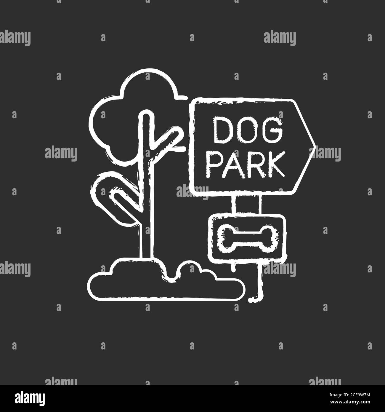 Dog park chalk white icon on black background Stock Vector Image & Art ...
