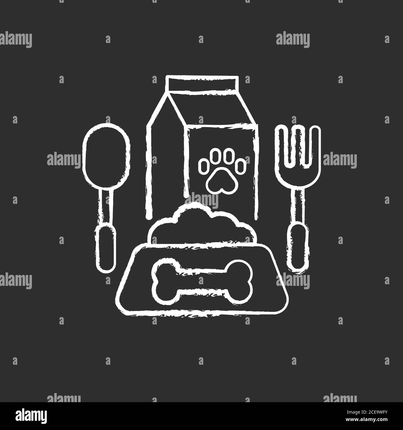 Pet restaurant chalk white icon on black backgrounds Stock Vector Image ...