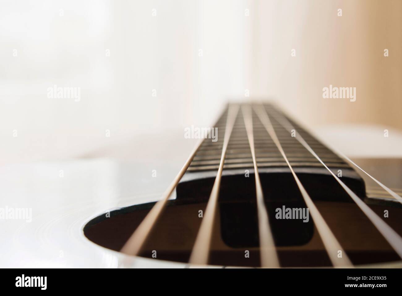 Selective focus, macro lens, shooting retro classic vintage guitar ...