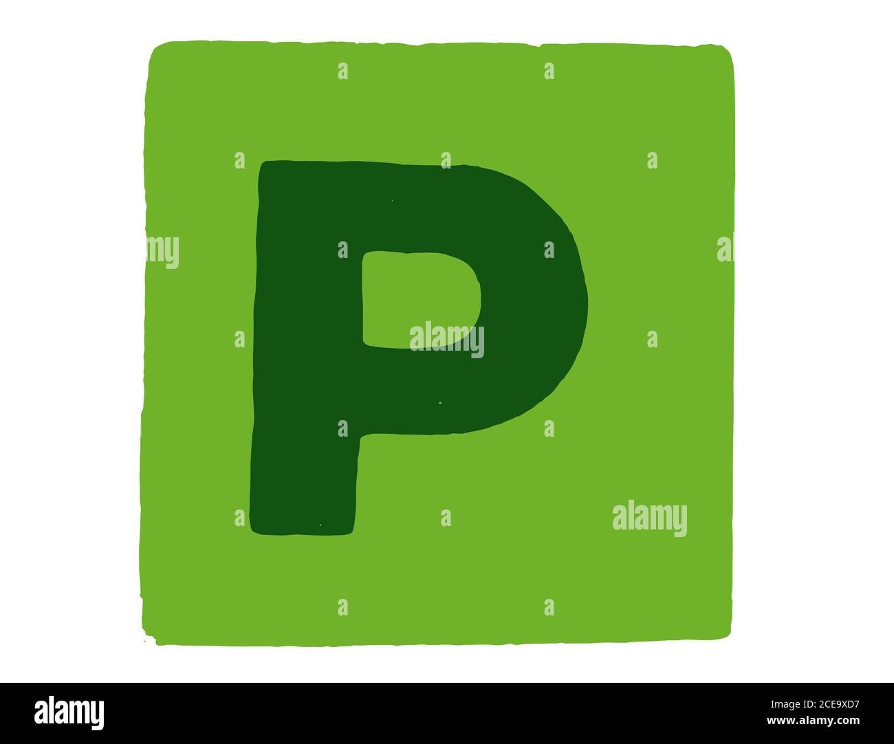 Alphabet letter cube with capital letter P on a green background Stock ...