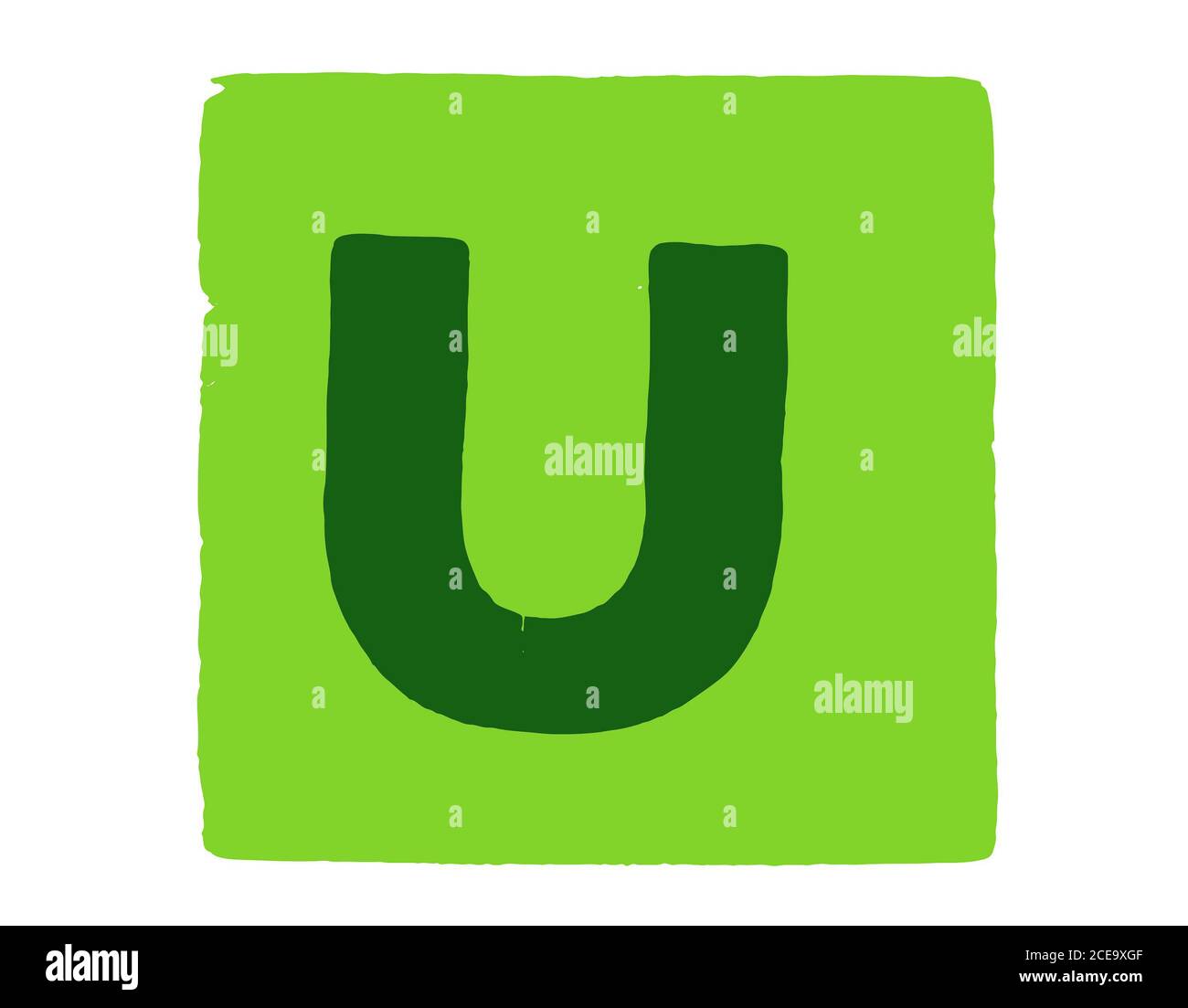 Alphabet letter cube with capital letter U on a green background Stock ...