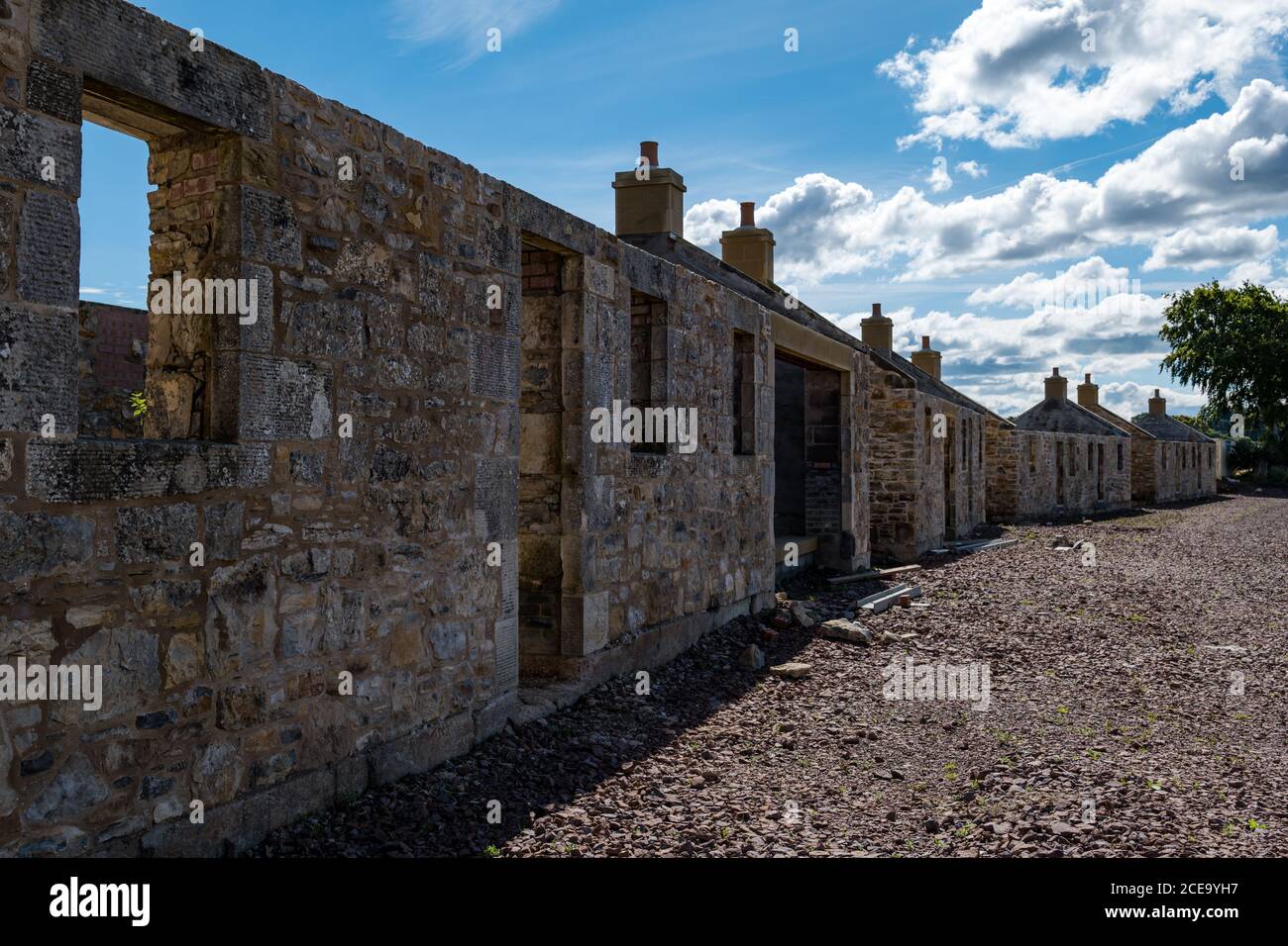Old stone farm workers cottages being renovated and reconstructed for ...