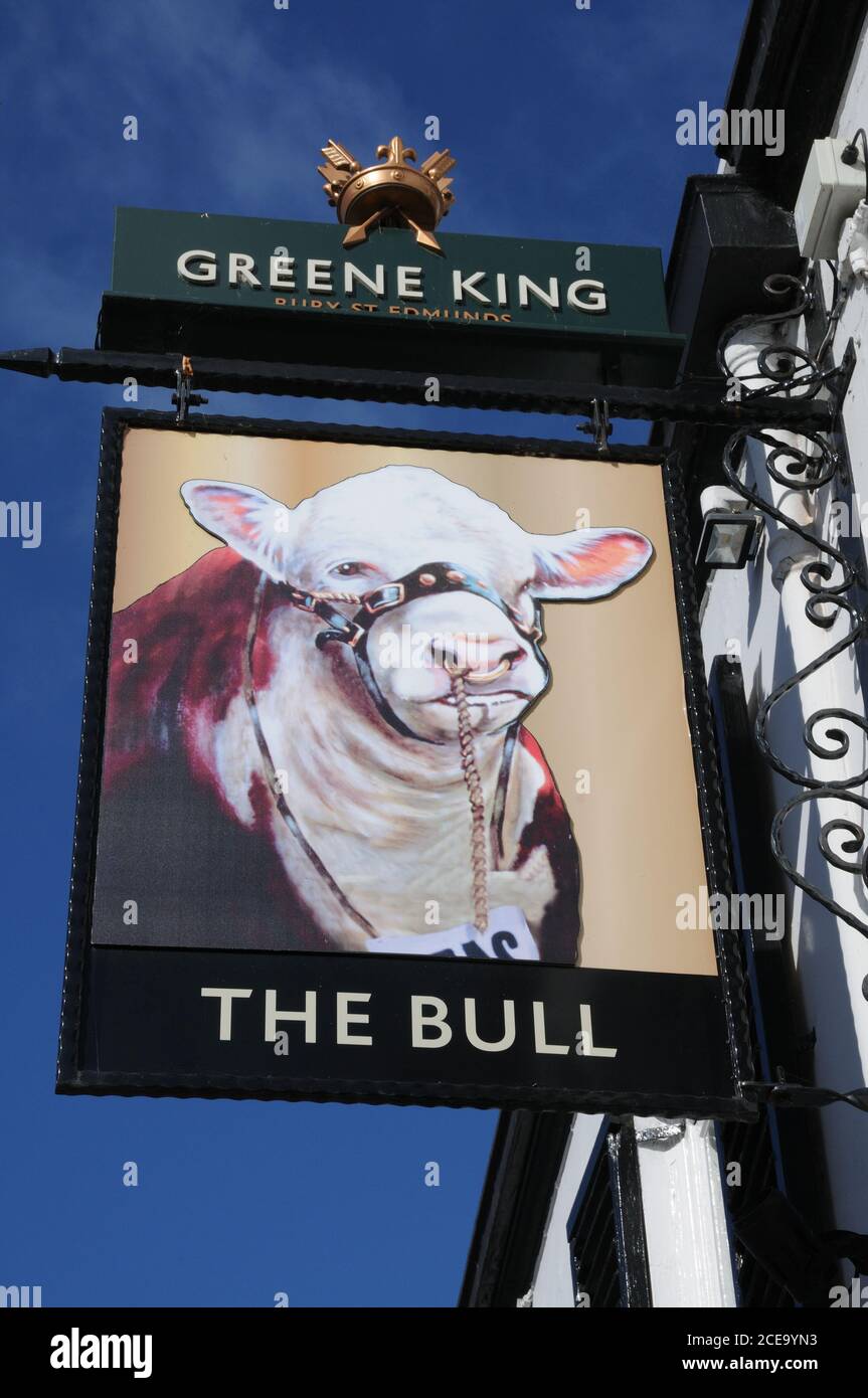 The Bull sign , Newmarket, Suffolk Stock Photo - Alamy