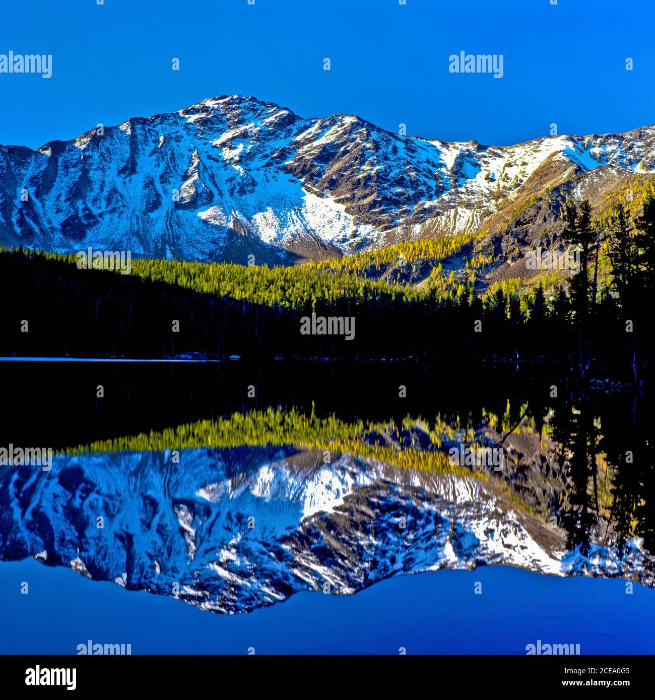 mount evans reflected in lake of the isle in the anaconda range near ...