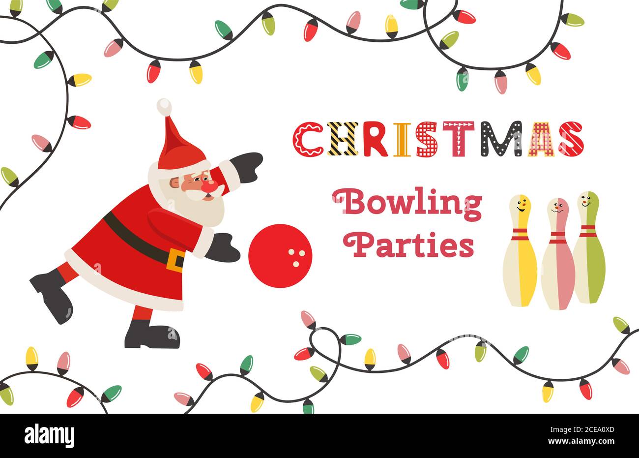 Template Design Poster Christmas bowling vector Stock Vector Image ...