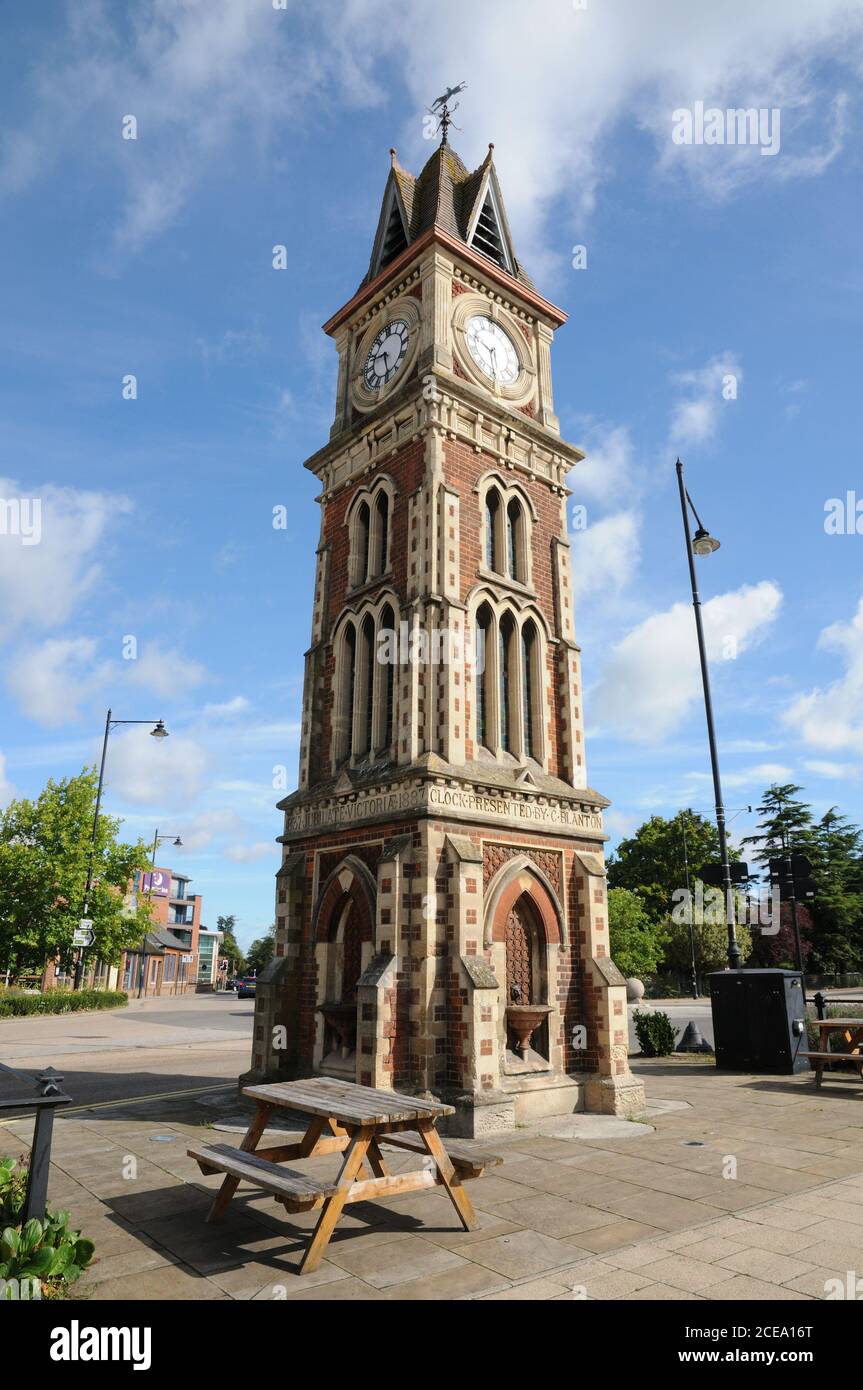 The Jubilee Clock Tower, Newmarket, Suffolk, was opened in 1890 and ...