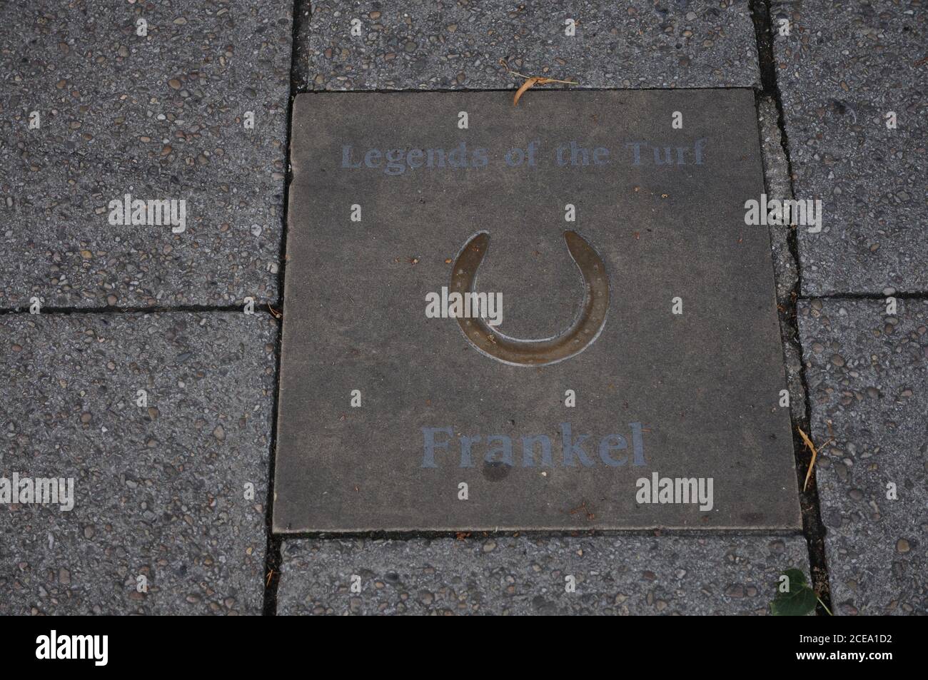 One of the 'Legends of the Turf' pavement plaques, Newmarket, Suffolk ...